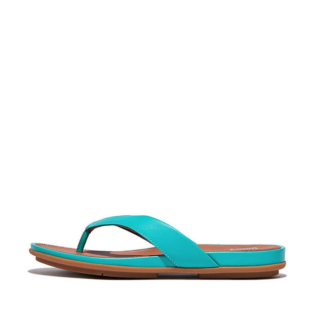 FitFlop Womens Gracie Leather Flip Flops Tahiti Blue – Island Comfort ...